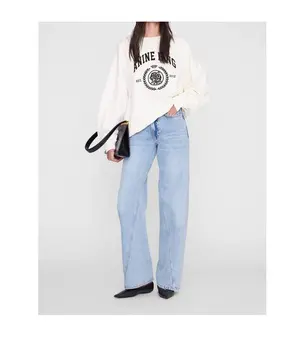 ANINE BING Miles Collegiate Logo Sweatshirt - Cream