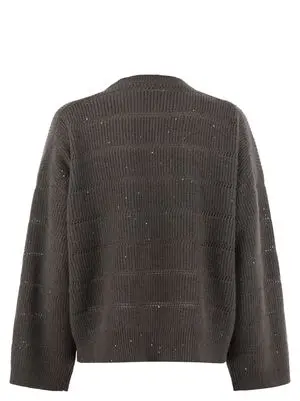 Brunello Cucinelli Sequin-embellished Knit Crew Neck Sweater