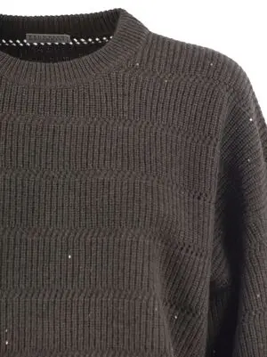 Brunello Cucinelli Sequin-embellished Knit Crew Neck Sweater