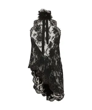 Dolce & Gabbana Floral Lace Asymmetrical Top - Black