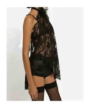 Dolce & Gabbana Floral Lace Asymmetrical Top