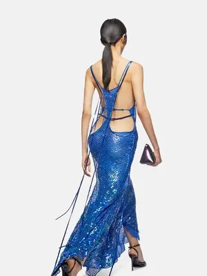 Attico Sequin Trumpet Hem Gown