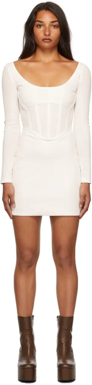 DION LEE Corset Mini Dress With Long Sleeves And Back Zipper