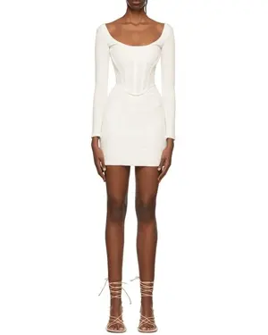 DION LEE Corset Mini Dress With Long Sleeves And Back Zipper