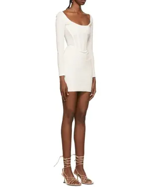 DION LEE Corset Mini Dress With Long Sleeves And Back Zipper