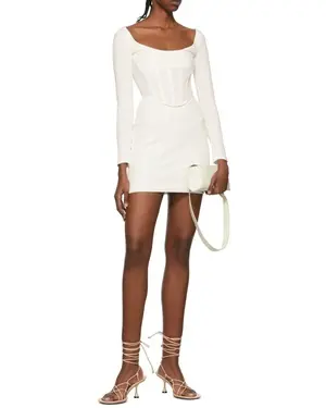 DION LEE Corset Mini Dress With Long Sleeves And Back Zipper
