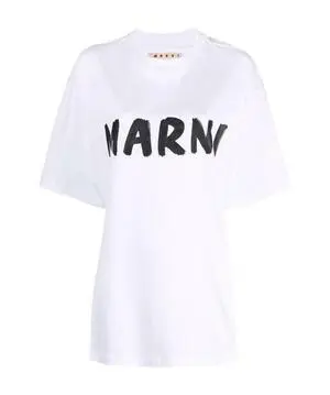 Marni Logo Printed Crewneck T-shirt - White