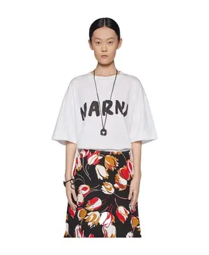 Marni Logo Printed Crewneck T-shirt - White