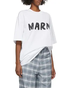 Marni Logo Printed Crewneck T-shirt - White