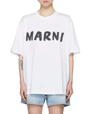 Marni Logo Printed Crewneck T-shirt - White