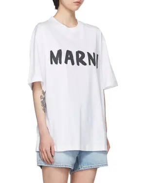 Marni Logo Printed Crewneck T-shirt - White