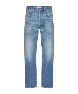 Valentino Garavani Logo Patch Straight Leg Jeans - Dark Denim