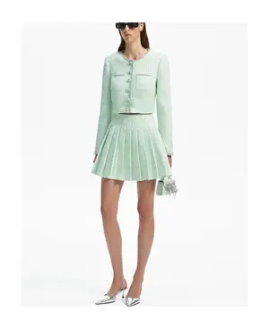 SELF-PORTRAIT High Waist Pleated Mini Skirt