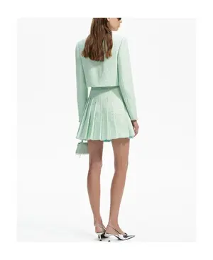 SELF-PORTRAIT High Waist Pleated Mini Skirt