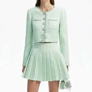 SELF-PORTRAIT High Waist Pleated Mini Skirt