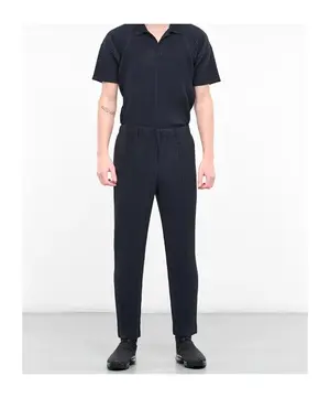 Issey Miyake Homme Plissé Pleated Mid-rise Trousers - Black