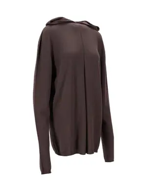 Rick Owens Oversized Hooded Long Sleeve Sweater - Black