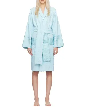 Versace I Love Baroque Belted Bathrobe - Blue