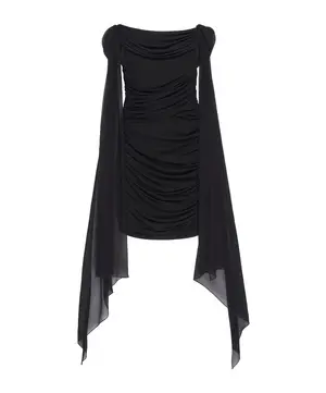 Givenchy Off-shoulder Draped Mini Dress With Fluffy Sleeves