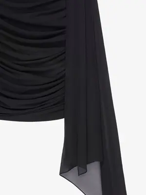 Givenchy Off-shoulder Draped Mini Dress With Fluffy Sleeves