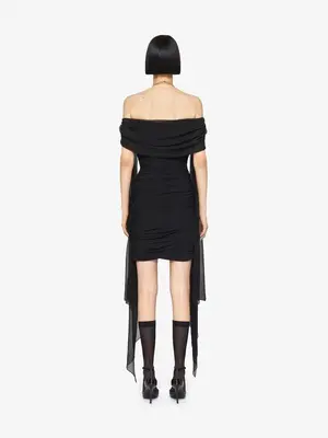 Givenchy Off-shoulder Draped Mini Dress With Fluffy Sleeves
