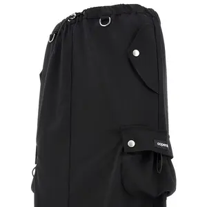 Coperni Drawstring Waist Midi Skirt With Covered Pockets And Label Badges