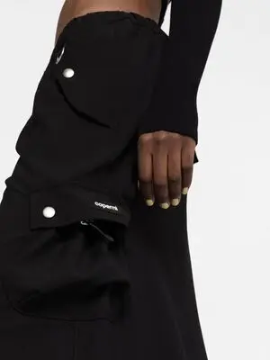 Coperni Drawstring Waist Midi Skirt With Covered Pockets And Label Badges