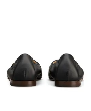 TOD'S Ballerina Flats With Gold Logo Detail - Black