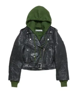 Acne Studios Layered Hood Leather Biker Jacket