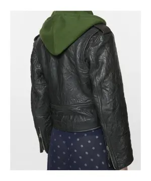 Acne Studios Layered Hood Leather Biker Jacket