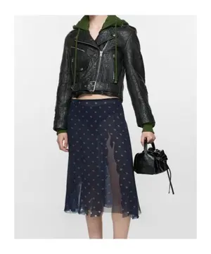 Acne Studios Layered Hood Leather Biker Jacket