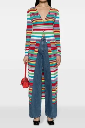Moschino Striped Knit Long Cardigan