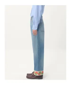 Valentino Garavani Logo Patch Wide Leg Jeans