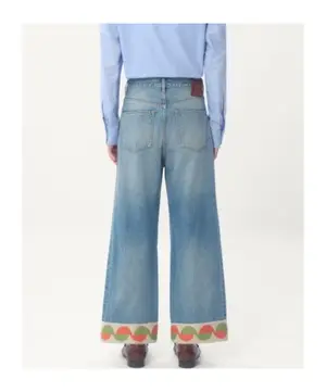 Valentino Garavani Logo Patch Wide Leg Jeans