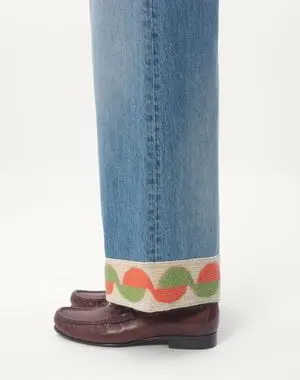 Valentino Garavani Logo Patch Wide Leg Jeans