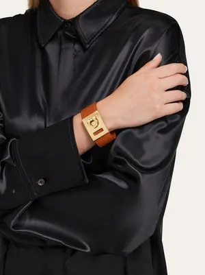 FERRAGAMO Gancini Buckle Cuff Bracelet - Cognac