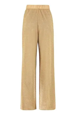 Oseree Lumière Metallic Wide Leg Trousers - Nude