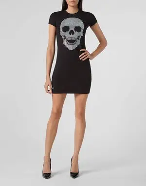 Philipp Plein Skull Embellished T-shirt Dress