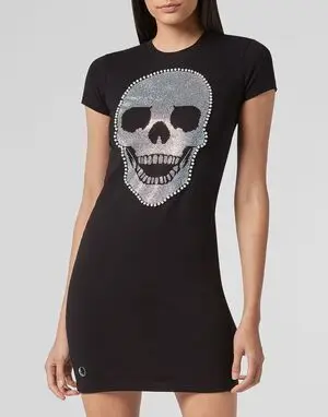 Philipp Plein Skull Embellished T-shirt Dress