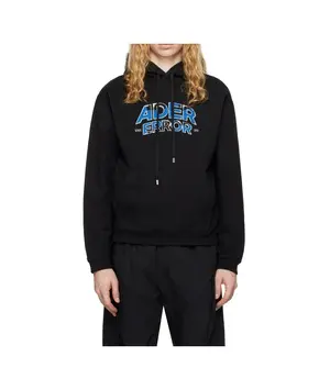 ADER ERROR Hooded Sweatshirt With Drawstring And Large Front Pocket - Black
