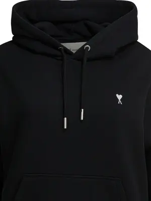 AMI Paris De Coeur Drawstring Hoodie - Black