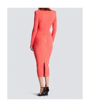 Balmain V-neck Long Sleeved Knitted Cardigan With Decorative Buttons - Pink