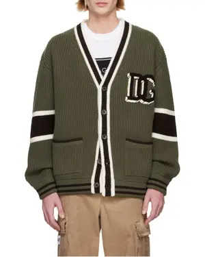 Dolce & Gabbana Dg Logo Patch Rib-knitted Cardigan