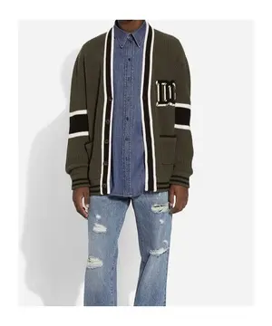 Dolce & Gabbana Dg Logo Patch Rib-knitted Cardigan