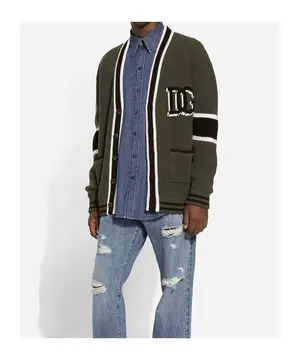Dolce & Gabbana Dg Logo Patch Rib-knitted Cardigan