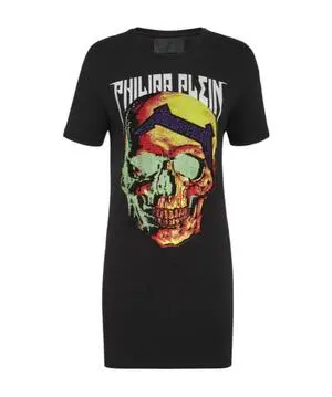 Philipp Plein Skull Graphic T-shirt Dress - Black
