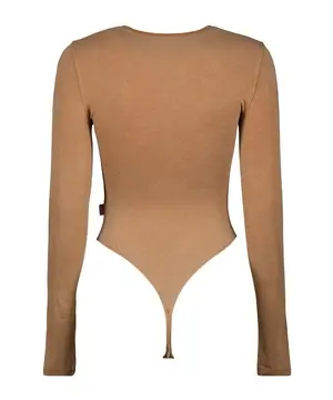 DIESEL® Ruched Long-sleeved Bodysuit With Steel Ring Detail