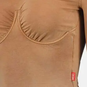 DIESEL® Ruched Long-sleeved Bodysuit With Steel Ring Detail