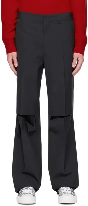 Givenchy Wool Trousers With Distressed Knee Detail - Black