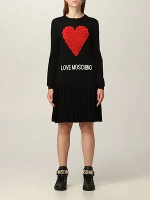 Moschino Tulle Heart Logo Knit Dress